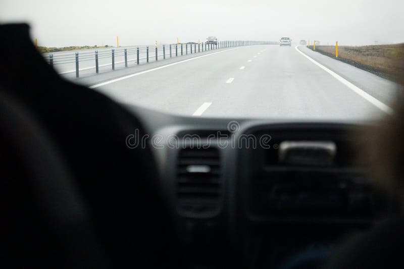 Driving a Car - Perspective of a Driver Stock Image - Image of ...