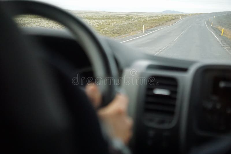 Driving a Car - Perspective of a Driver Stock Image - Image of hand ...