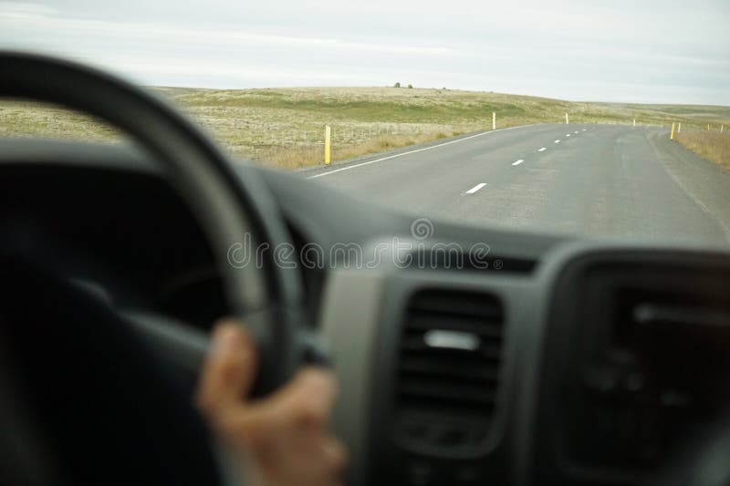 Driving a Car - Perspective of a Driver Stock Photo - Image of ...