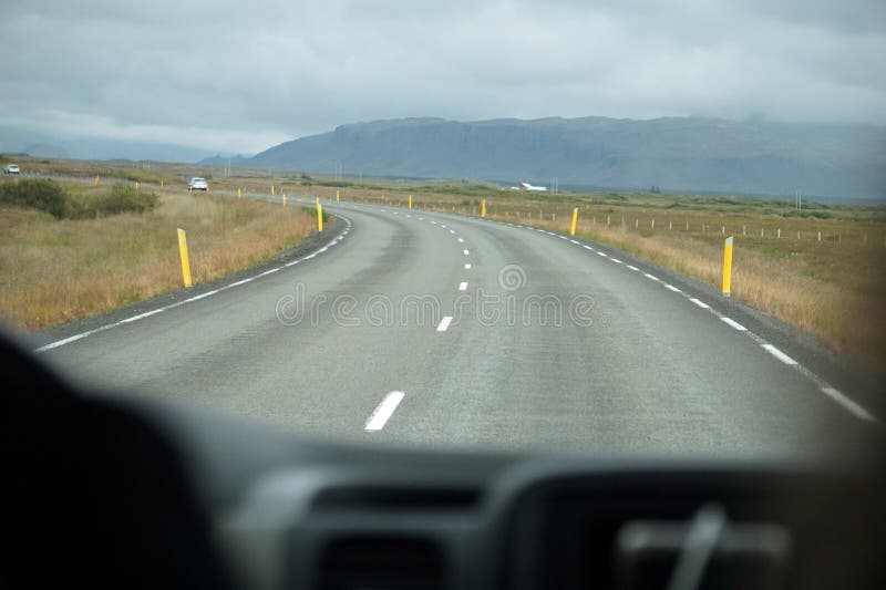 Driving a Car - Perspective of a Driver Stock Image - Image of street ...