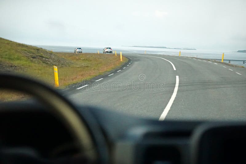 Driving on a Road in Iceland - Perspective of a Driver Stock Image ...
