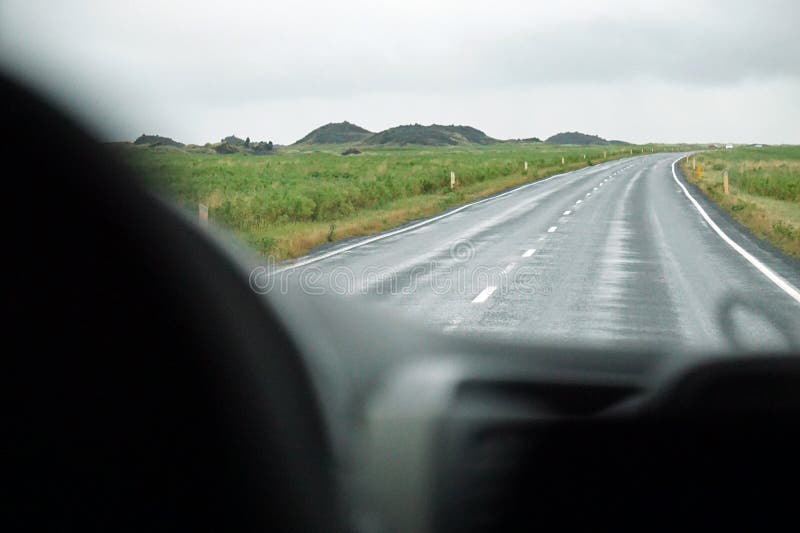 Driving a Car - Perspective of a Driver Stock Image - Image of ...