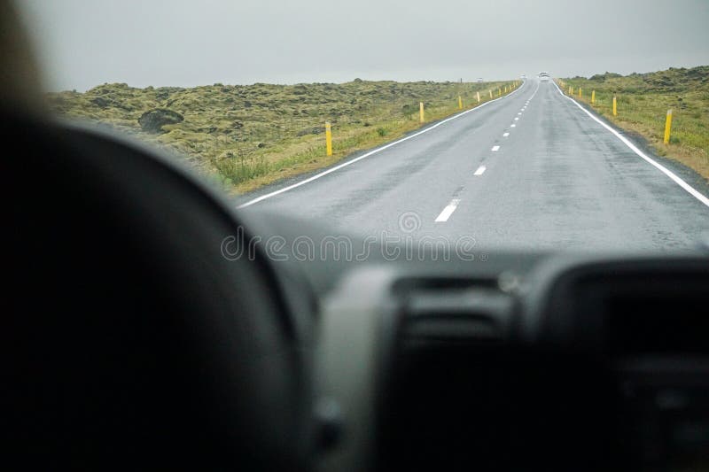 Driving a Car - Perspective of a Driver Stock Image - Image of street ...