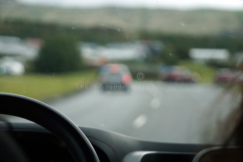 Driving a Car - Perspective of a Driver Stock Image - Image of road ...
