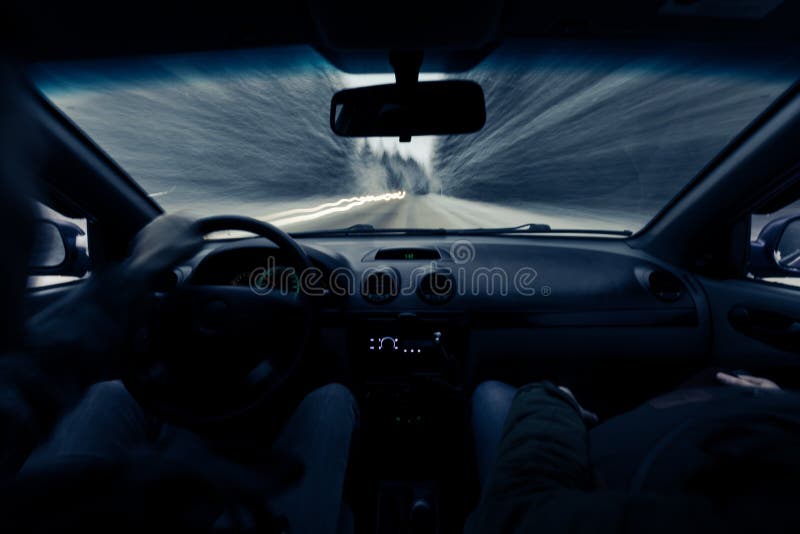 Driving a Car in the View the Rear Window Stock Image - Image of ...