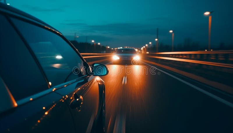 Driving through the City at Night, Speed and Traffic Blur Generated by ...