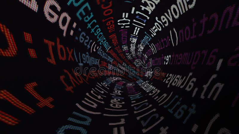 Driving through Code Data Tunnel Stock Illustration - Illustration of ...