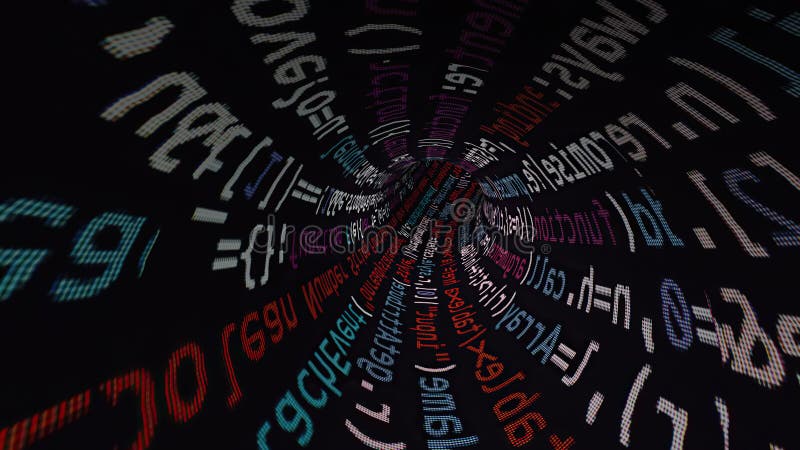 Driving through Code Data Tunnel Stock Illustration - Illustration of ...