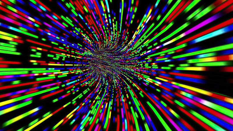 Driving through the Colorful Light Rays Tunnel Stock Illustration ...