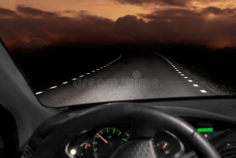 Driving in the dark stock photo. Image of light, country - 34408010