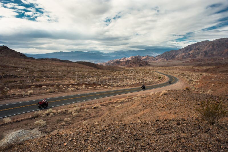 Driving through the Death Valley Highway Stock Image - Image of nature ...