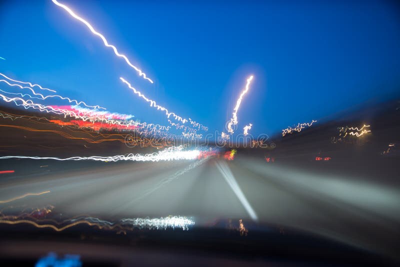 Driving Down the Freeway at Night Stock Photo - Image of speed ...