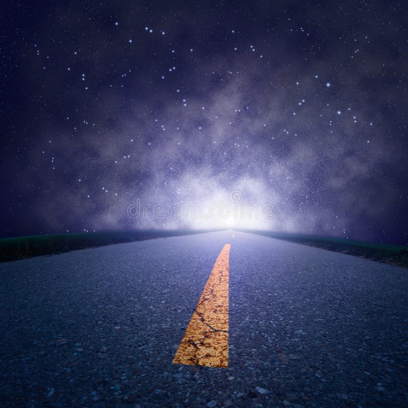 Driving on an Empty Road at Night Stock Photo - Image of asphalt, back ...
