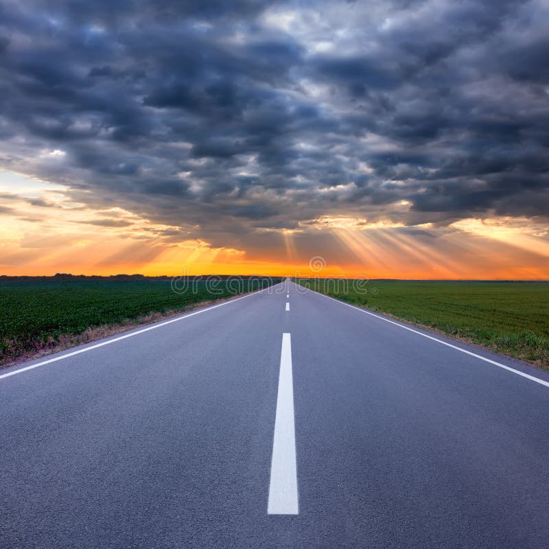 Oncoming Storm and Truck on the Road Stock Photo - Image of nature ...