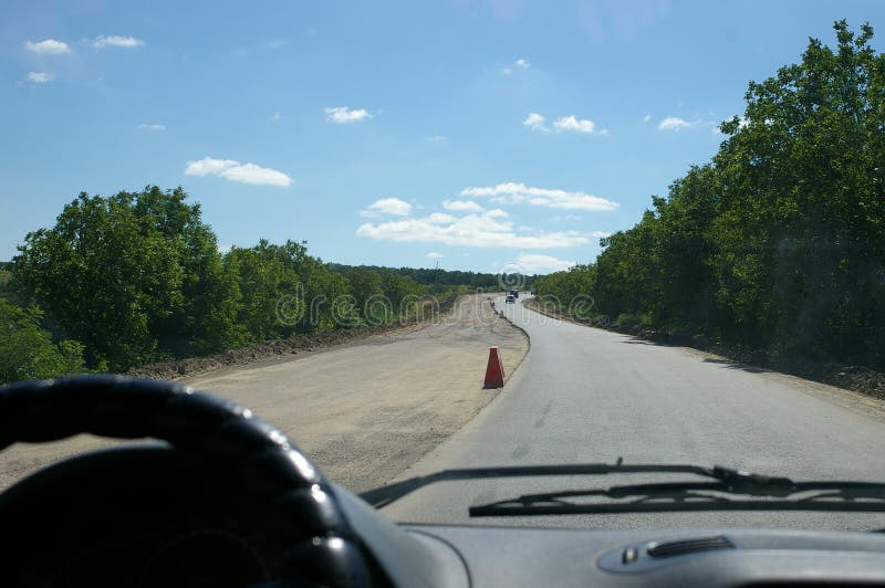 Driving on Half Built Highway Stock Image - Image of driving, sunny ...