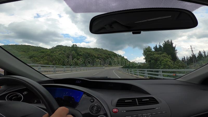 Driving on a Highway Interior Scene Driver Point of View Stock Footage ...