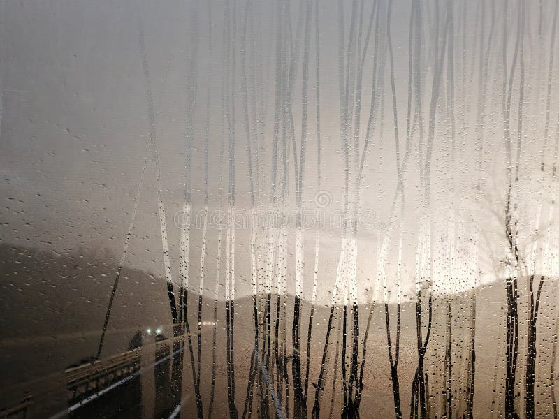 Driving on the Highway and Looking Out the Window in a Rainy Day Stock ...