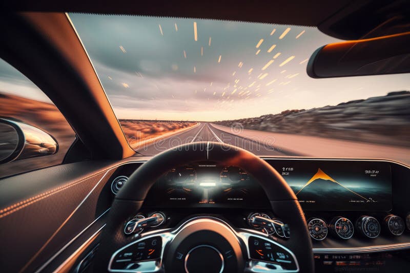 Driving on the Highway with Motion Blur Effect Stock Illustration ...