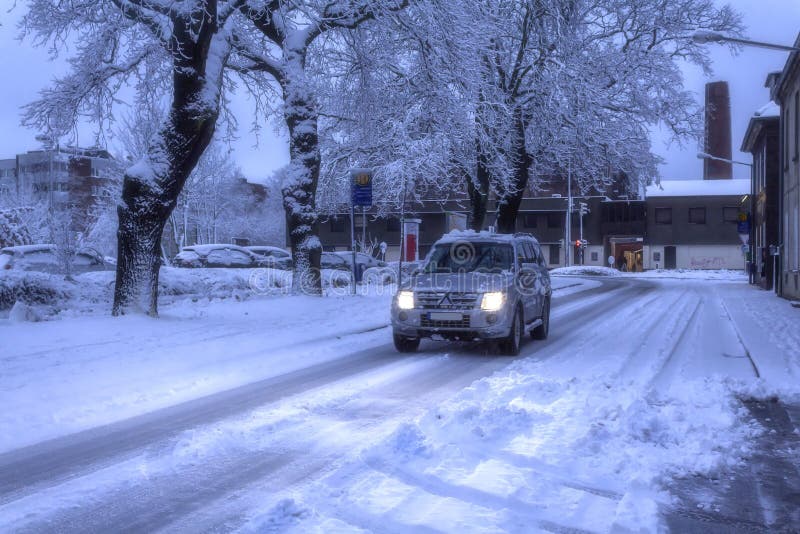 Driving with ice and snow stock photo. Image of shapes - 125636078