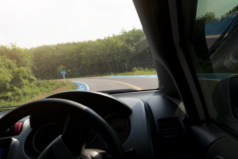 Driving Inside of the Car Close-up on Plastic Console of Car. Stock ...