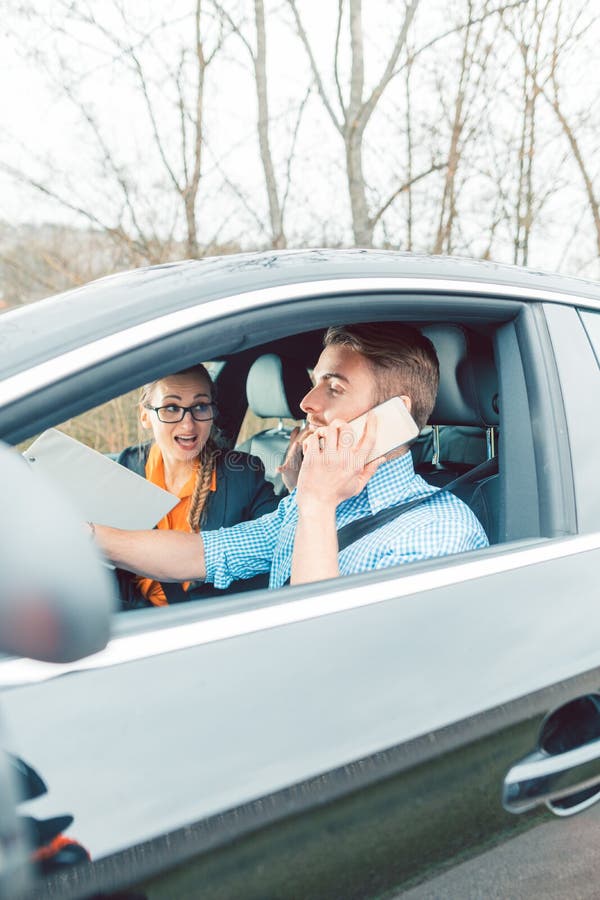 Driving Instructor with His Class Stock Image - Image of lesson ...