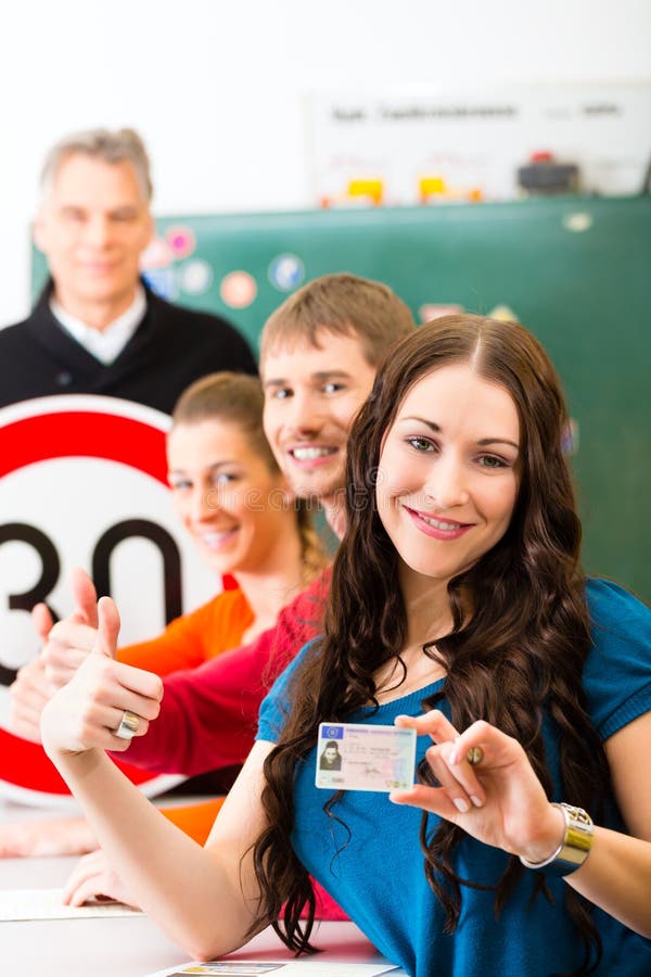 Driving Instructor with His Class Stock Image - Image of beginner ...