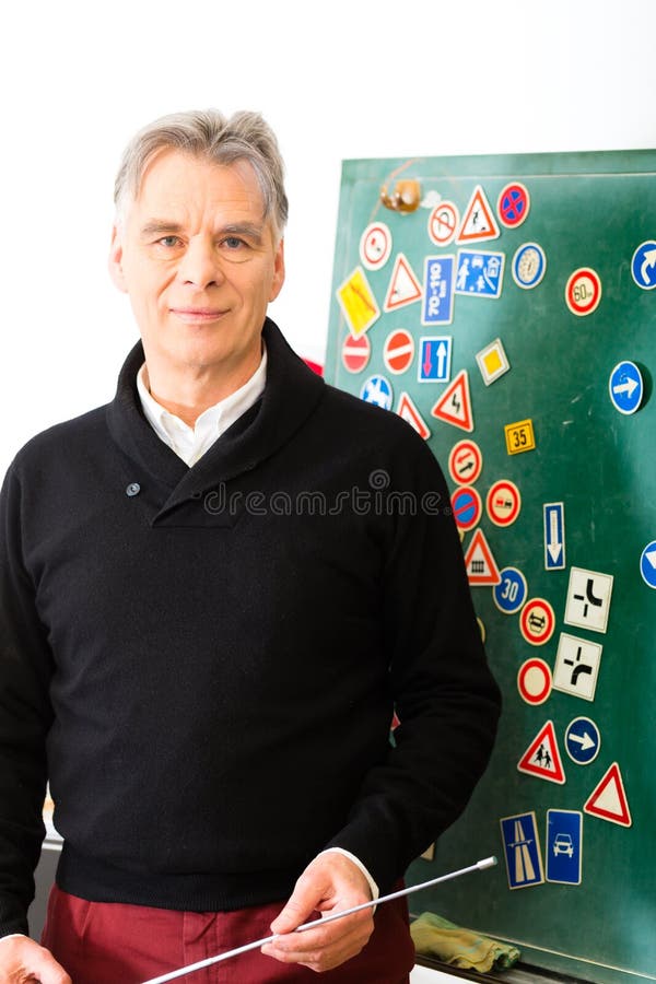 Driving Instructor with His Class Stock Image - Image of motorist, test ...