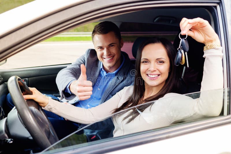 Driving Instructor and Woman Student Stock Image - Image of learning ...