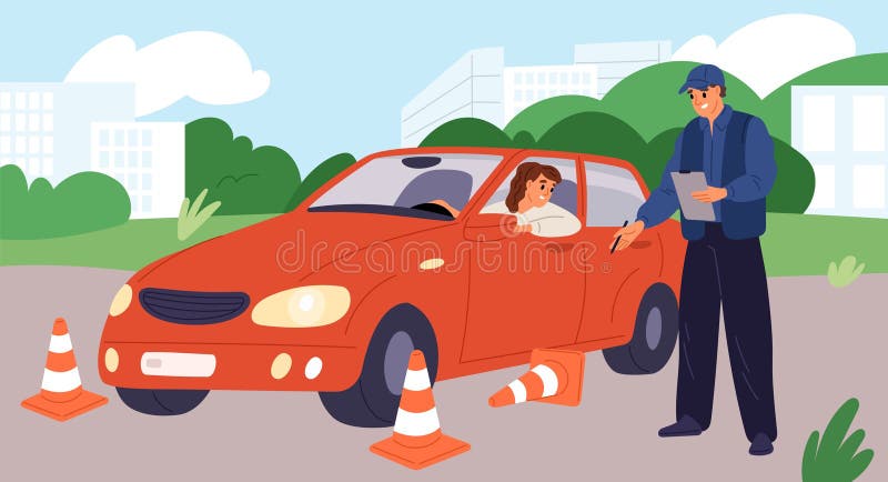 Driving Lesson. Practical Exercises. Car Driver Examination. Instructor ...