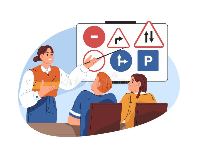 Driving Lesson for Road Signs Vector Driver Symbol Stock Illustration ...