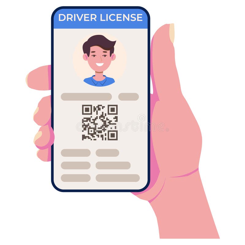 Driving License on the Cell Phone Screen. Mobile App for Personal ...