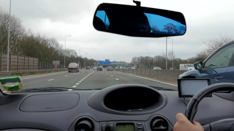 Driving in the UK. Car Inside View, Focus on Dashboard Stock Video ...