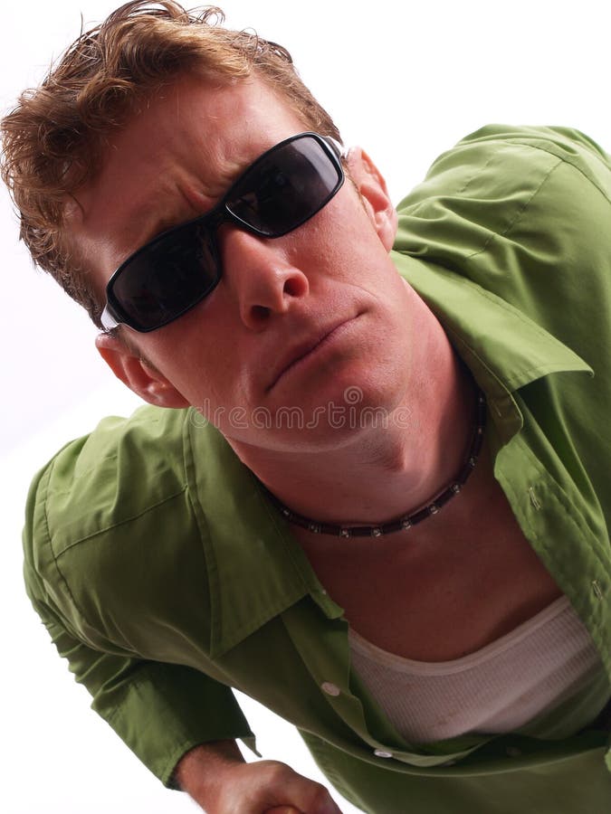 Man with a Crazy Look & Sunglasses Stock Image - Image of stress ...