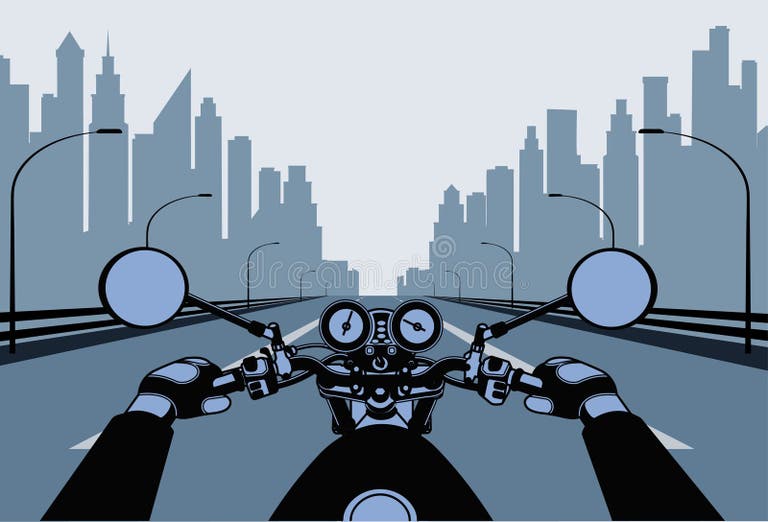 Driving a Motorcycle in First Person Vector Illustration Stock Vector ...