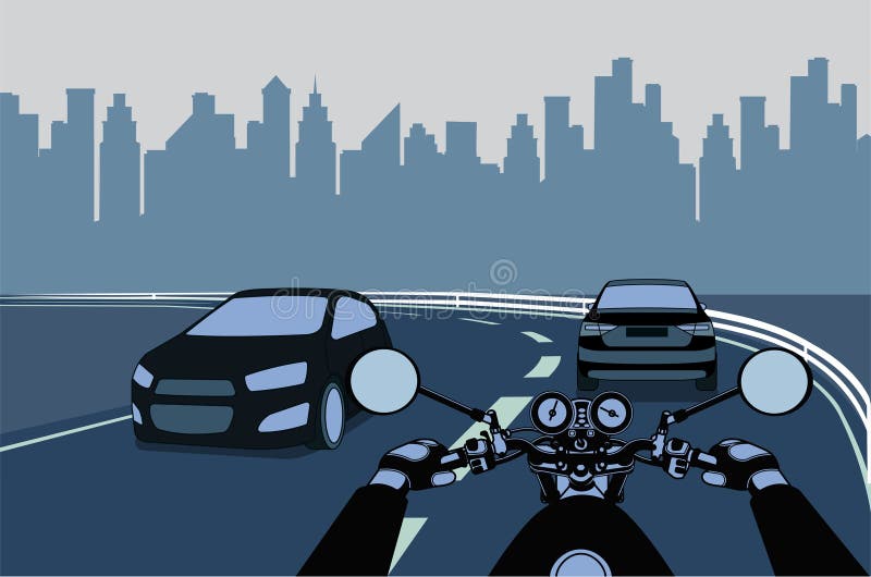 Driving a Motorcycle in First Person Vector Illustration Stock Vector ...