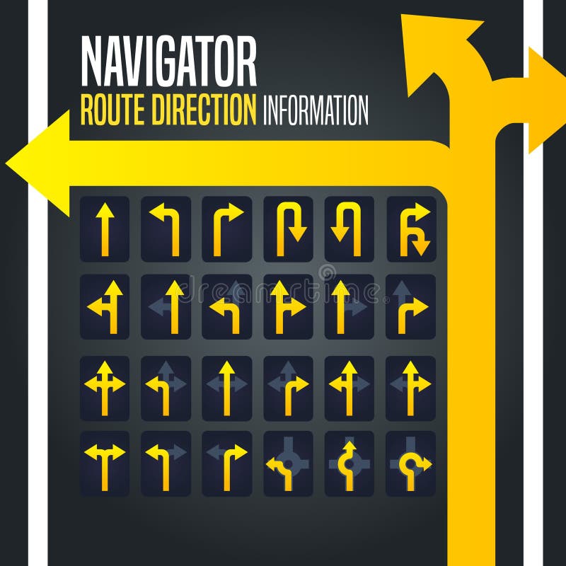 Driving Navigator Route Direction Arrow Stock Vector - Illustration of ...