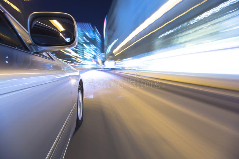 Car Driving Fast into Forest. Stock Photo - Image of motion, speed ...