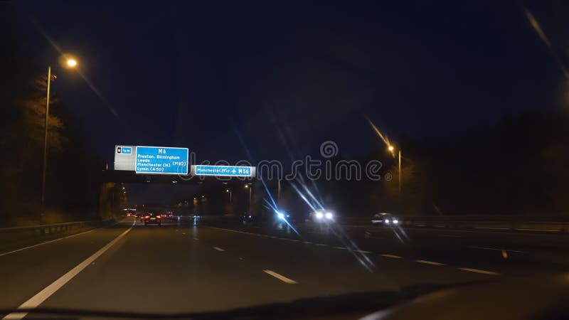 Driving at Night on a Highway Joining M6 Motorway Stock Footage - Video ...