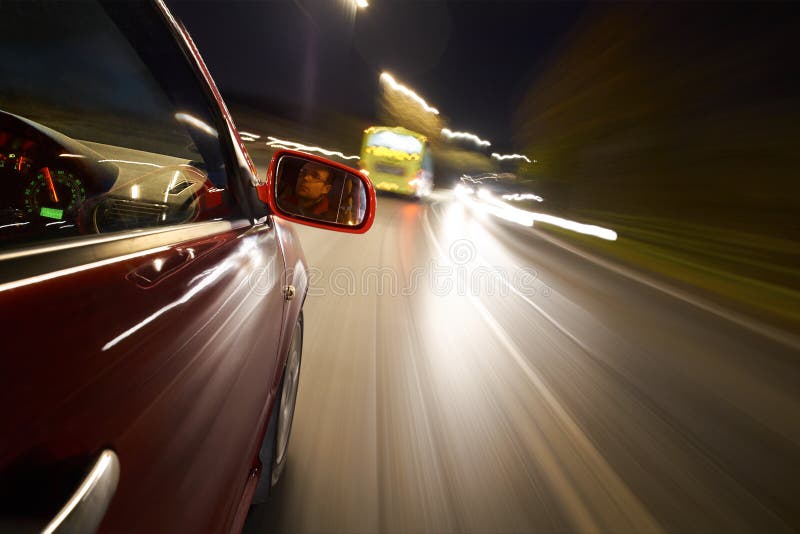 Car driving fast stock photo. Image of night, highway - 5746778