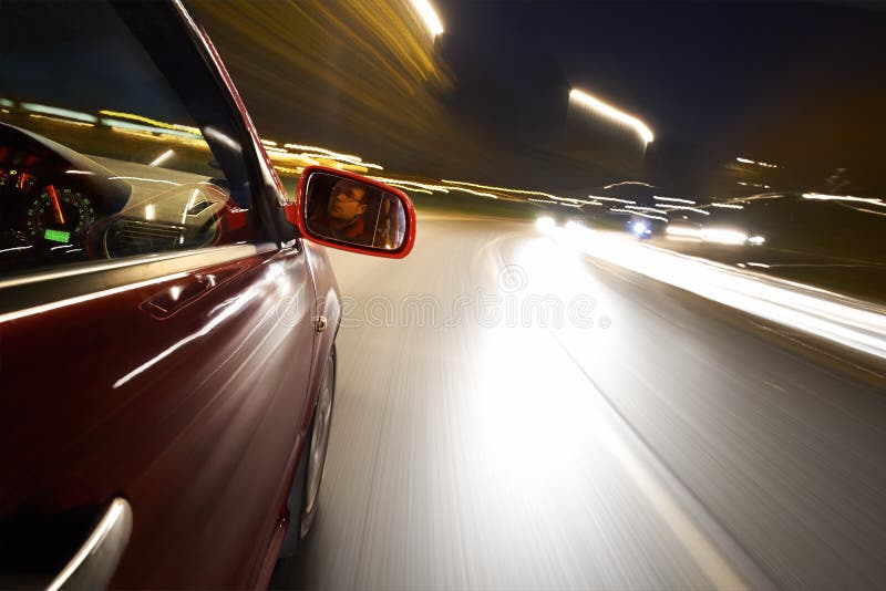 Car Driving Fast in the Night City Stock Image - Image of glow, city ...