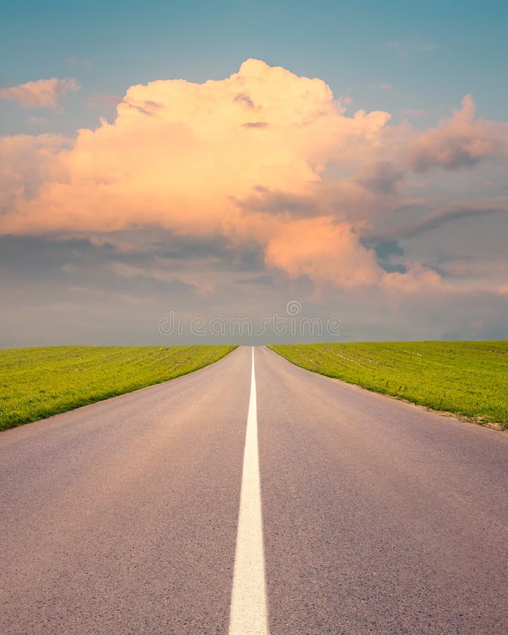 Driving on Open Road Towards the 2018 at Dawn Stock Image - Image of ...