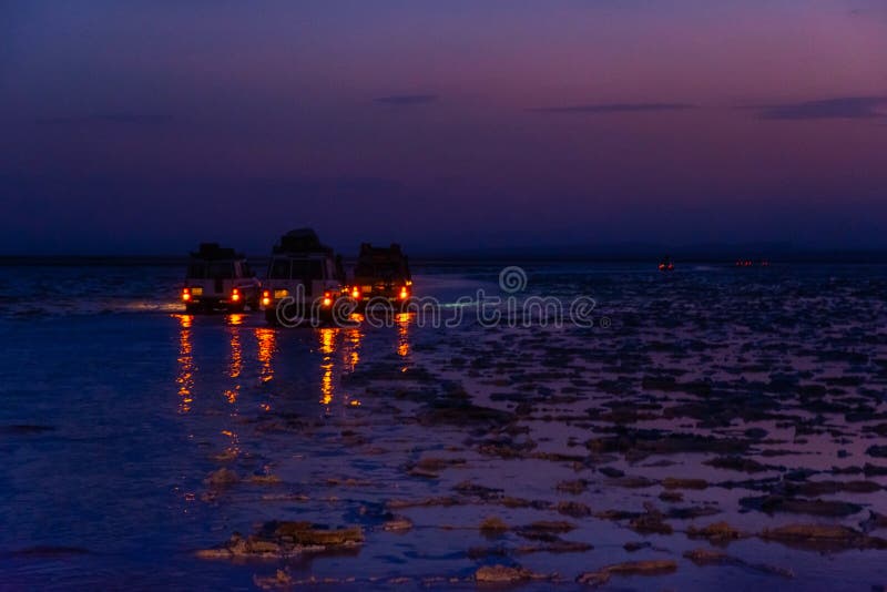 Driving Over Salt Flats in Danakil Desert, Ethiopia Stock Image - Image ...