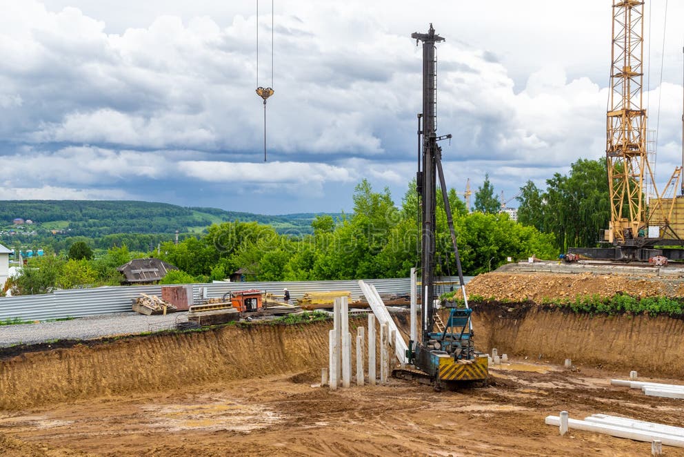 Driving a Pile and Forming a Pile Cluster during the Construction of a ...