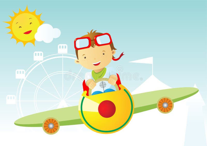 Child in Plane stock vector. Illustration of cute, aerodrome - 14151094