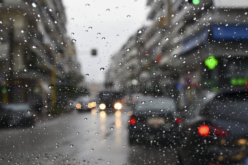 Driving on a rainy day stock image. Image of season - 262936817
