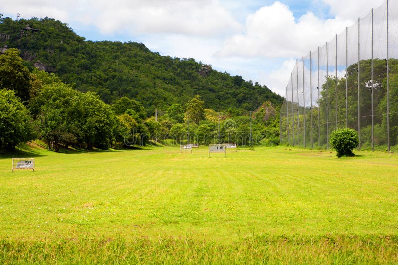 Driving Range on the Golf Course Stock Photo - Image of golf, green ...