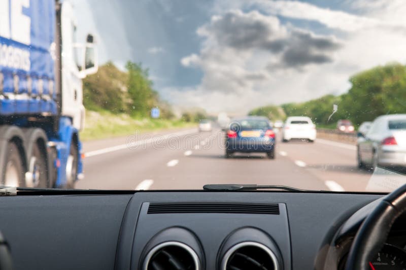 Driving on the Road, View from a Car Stock Image - Image of windscreen ...