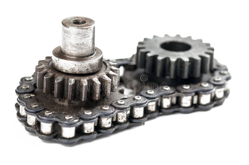 Driving Roller Chain and Gear Isolated on White Background.Copy Space ...