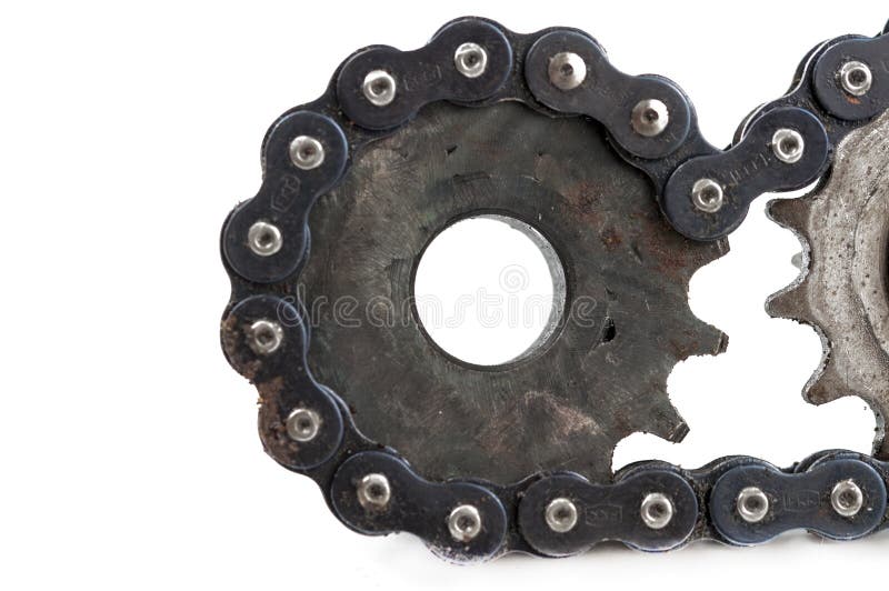 Driving Roller Chain and Gear Isolated on White Background.Copy Space ...