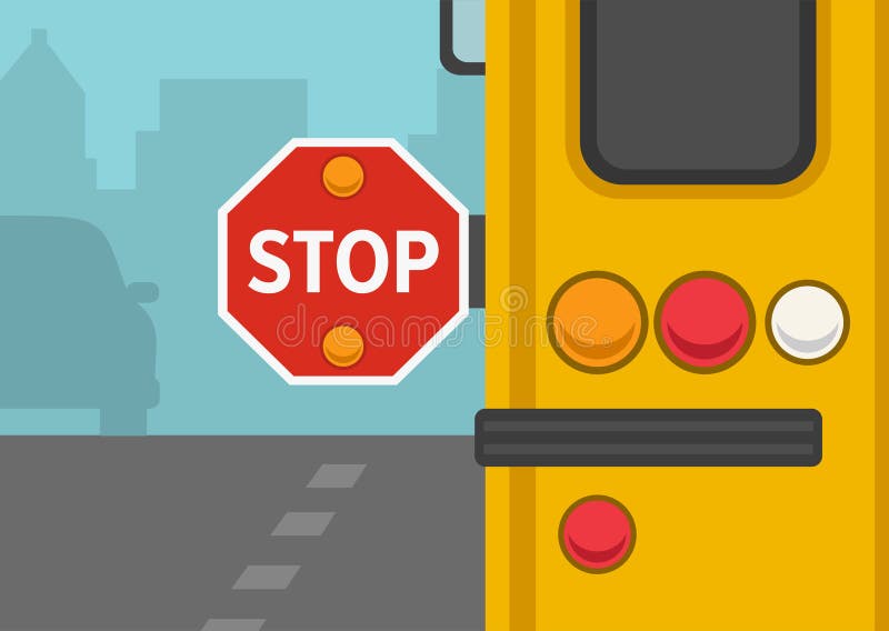 Driving Rules and Tips. Back View of School Bus with an Extended Stop ...